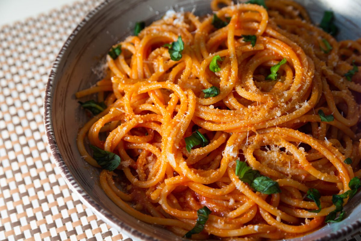 Pasta de espagueti de corazón de palma pupunha
